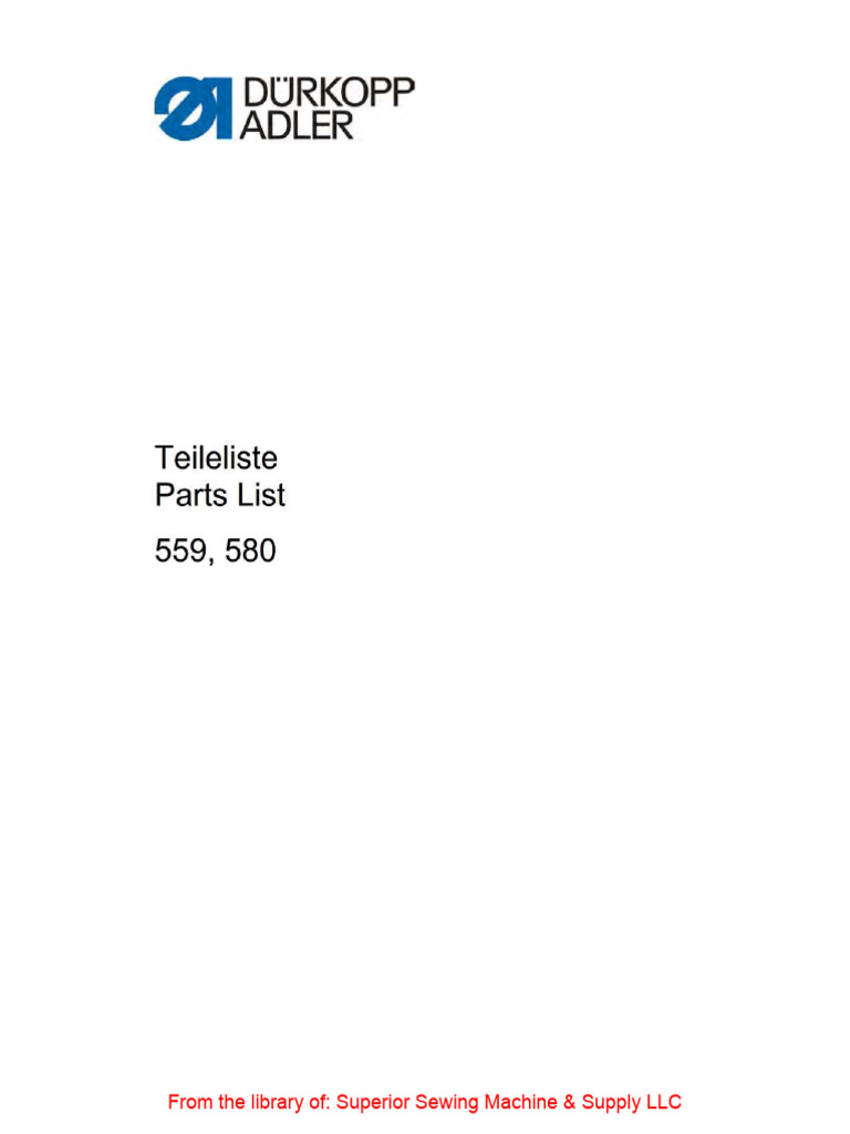 Durkopp Adler 559, 580 | PDF