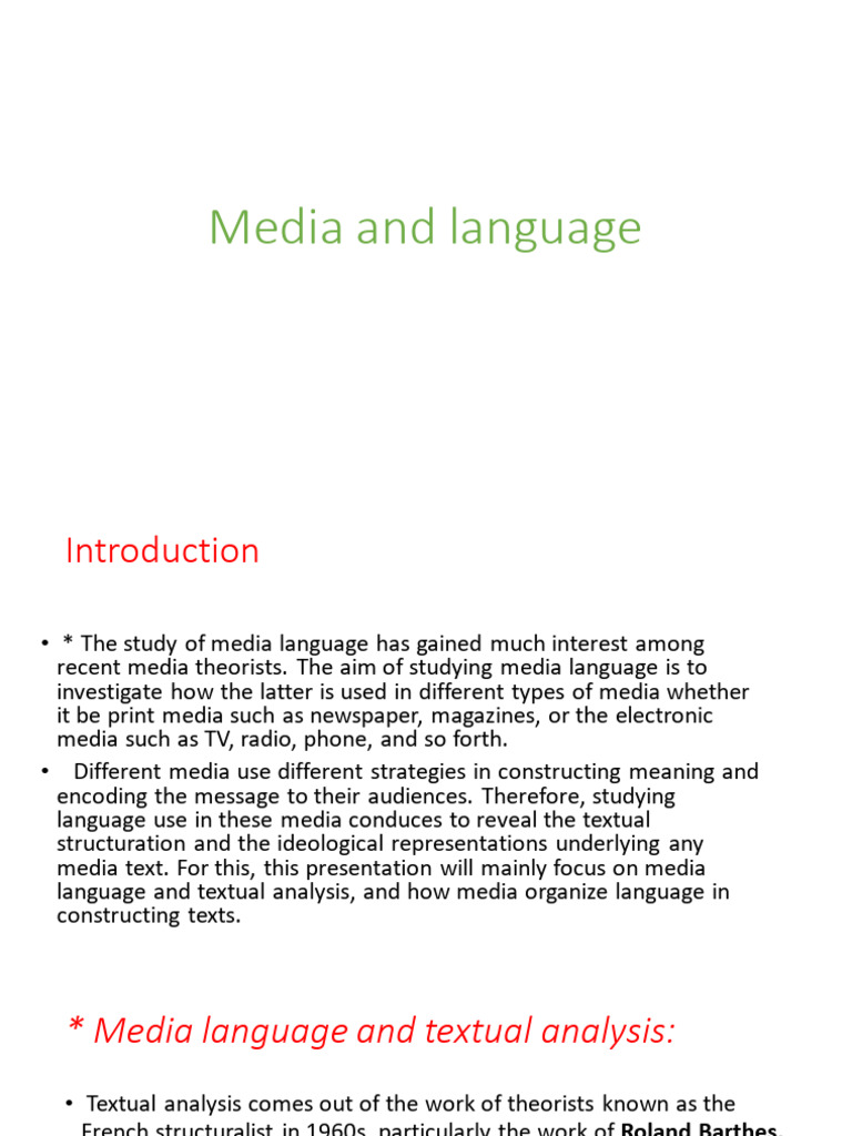 Presentation (Media and Language) - 1 | PDF | Intertextuality | Framing ...
