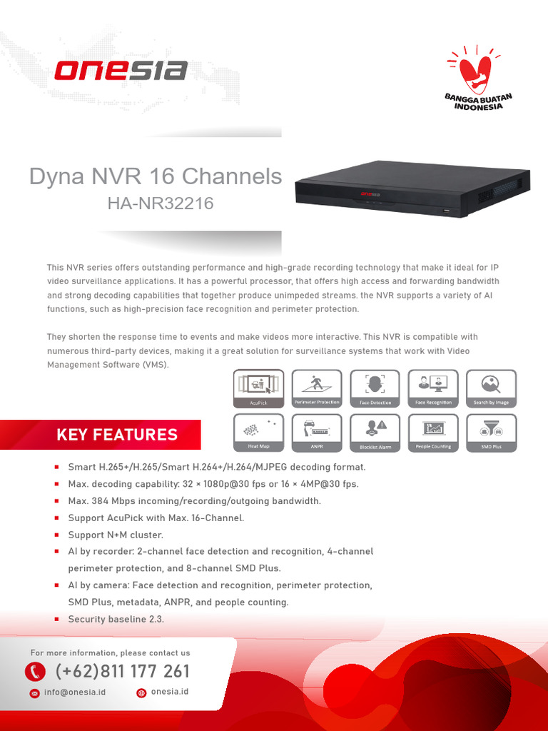 ONESIA - 16 Channels 1U 2HDDs Network Video Recorder | PDF | Hdmi ...