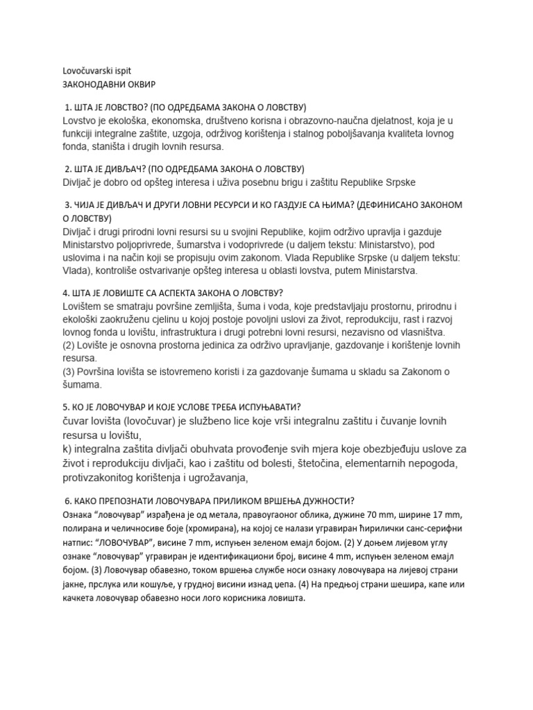Lovočuvarski Ispit | PDF