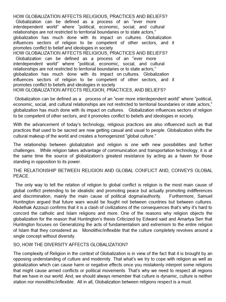 How Globalization Affects Religious | PDF | Globalization