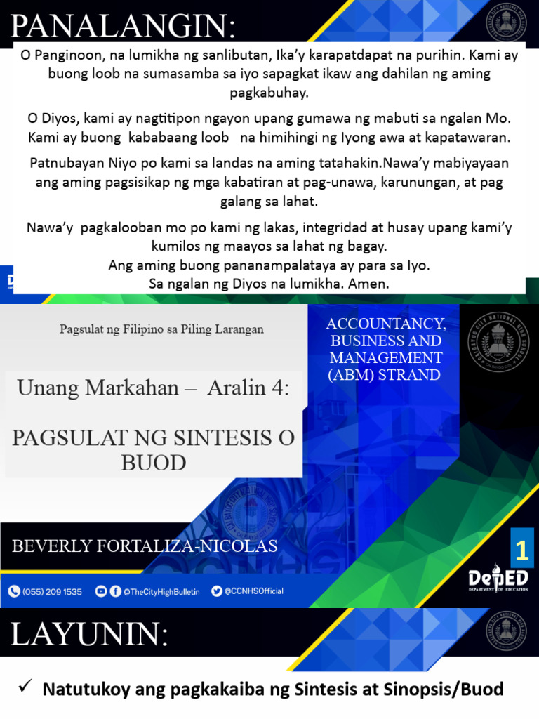 Pagsulat NG Filipino Sa Piling Larangan Week 4 Pagsulat NG Sintesis o ... Pagsulat NG Filipino Sa Piling Larangan Week 4 Pagsulat NG Sintesis o ...