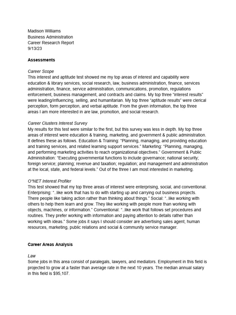 Career Research Report | PDF | Public Relations | Business