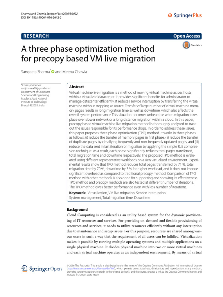 A Three Phase Optimization Method For Precopy Base | PDF | Virtual Machine | Virtualization