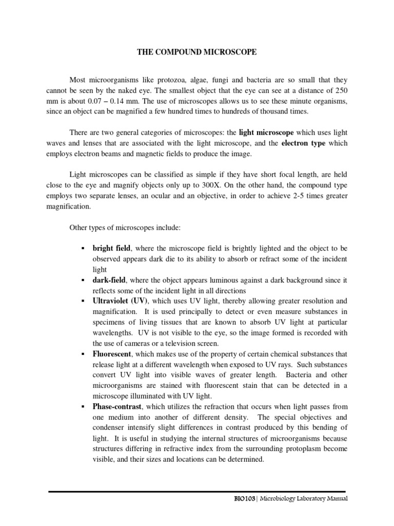 The Compound Microscope PDF | Download Free PDF | Microscope | Angular ...