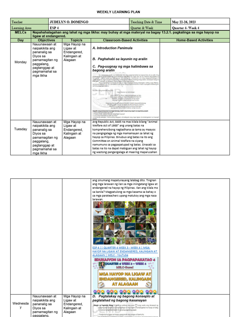 Esp-4-Wlp Q4 W4 | PDF