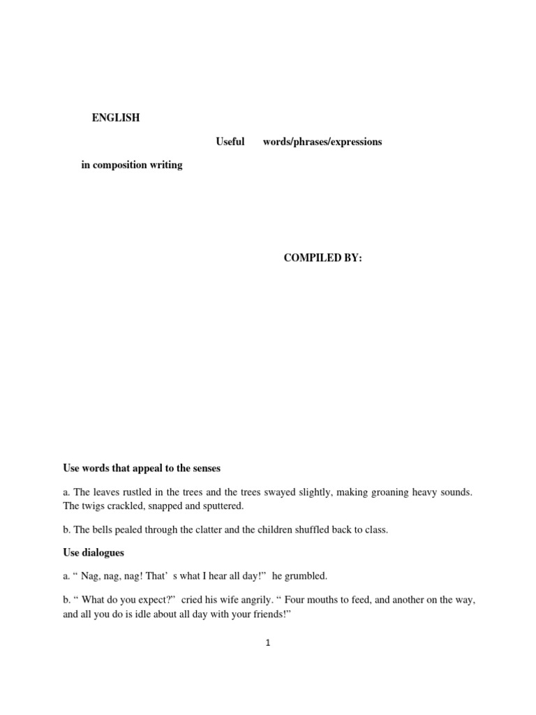 Phrases in Composition Writing | PDF | Sky | Anger