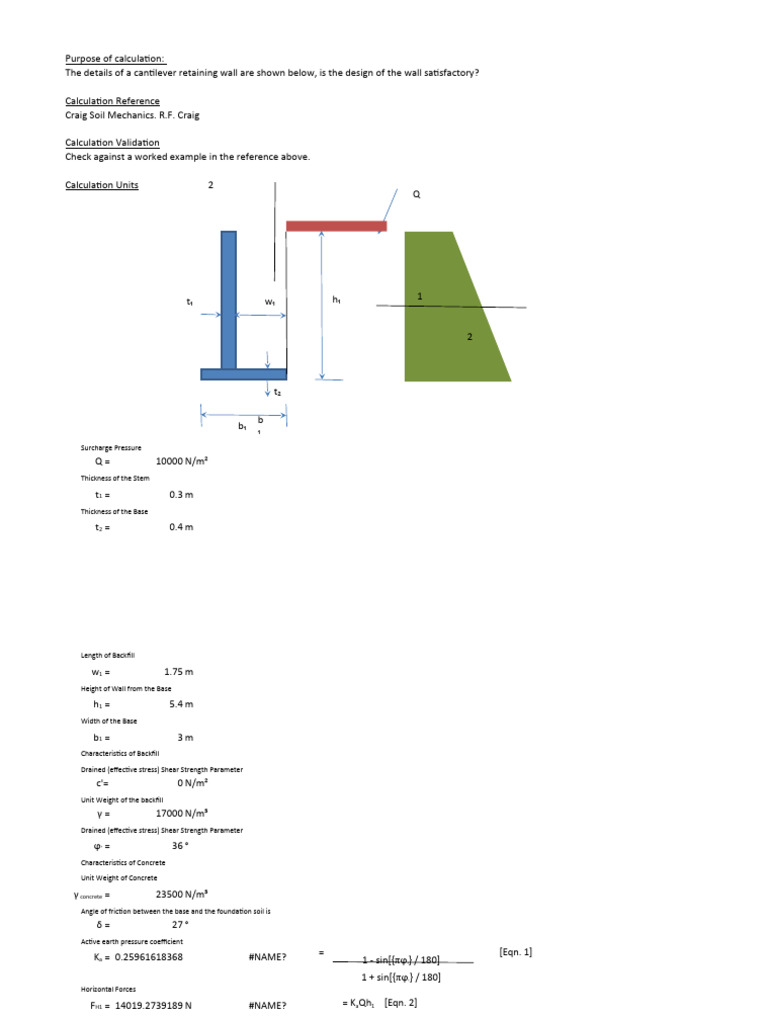 Cantilever Retaining Wall Analysis | PDF | Mechanics | Applied And ...