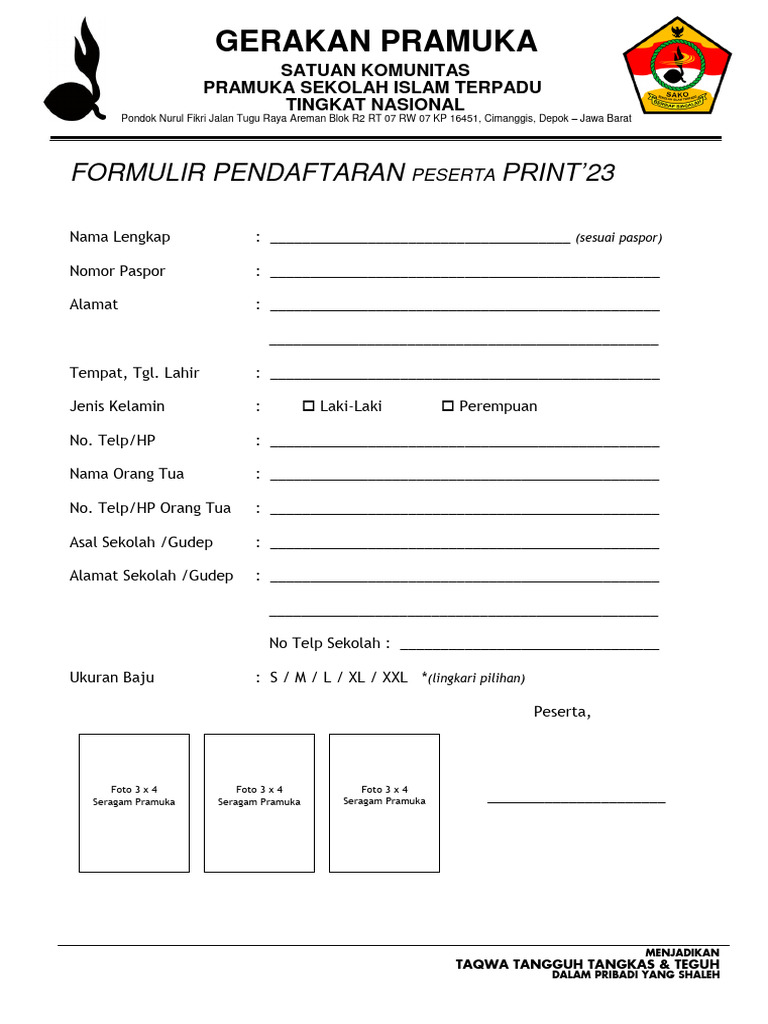 Formulir Pendaftaran Peserta | PDF