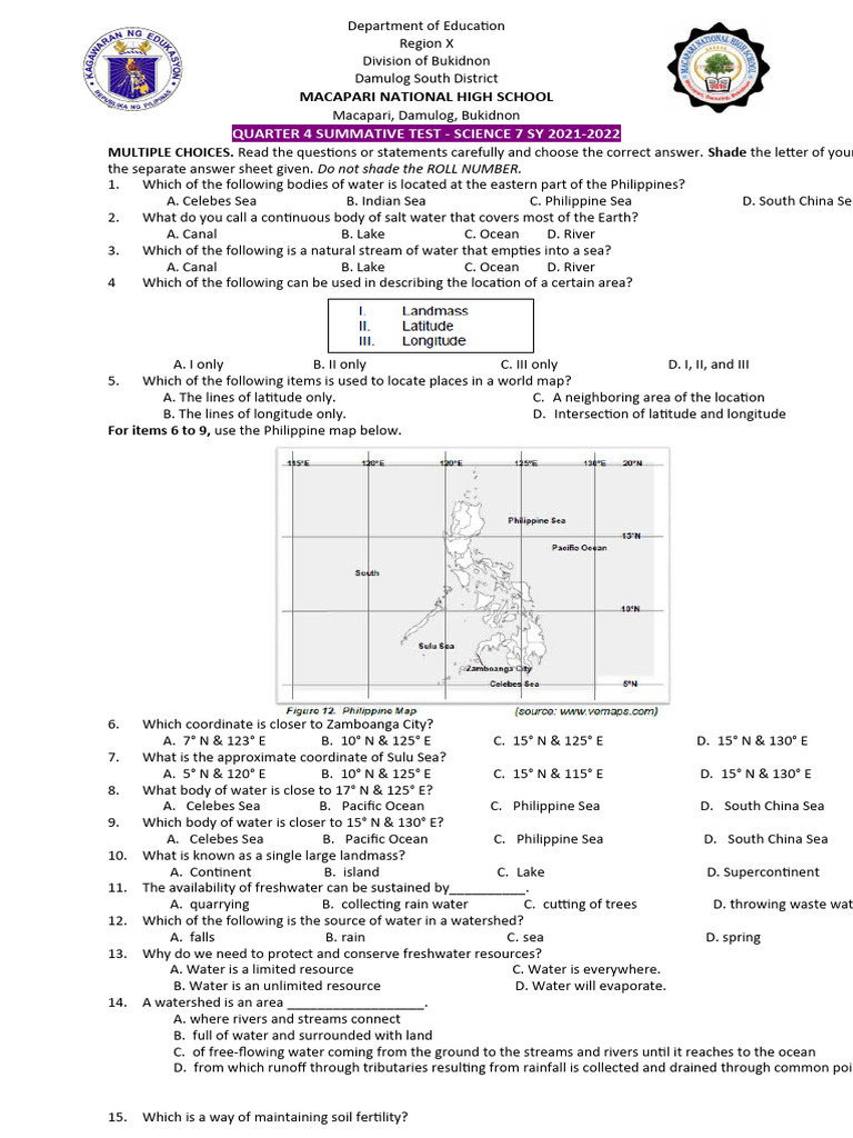 Grade 7 Science Summative Test Q4 | PDF | Atmosphere Of Earth | Atmosphere