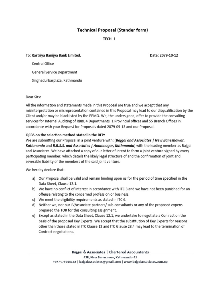 Application For Technical Proposal | PDF | Joint Venture | Civil Law ...