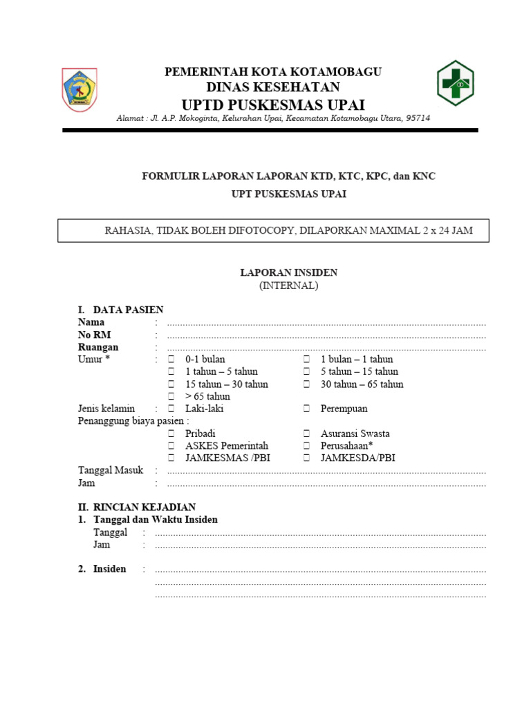 Formulir Laporan-KTD-KTC-KNC-Dan-KPC 2023 | PDF