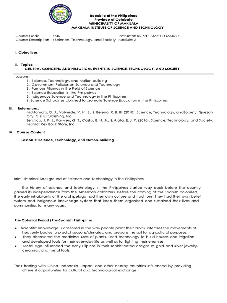 STS 1 Module 3 | PDF | Science | Science Education