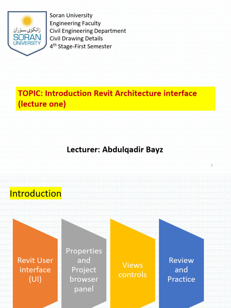Lecture One - Introduction To Revit | PDF | Autodesk Revit | 3 D Computer Graphics