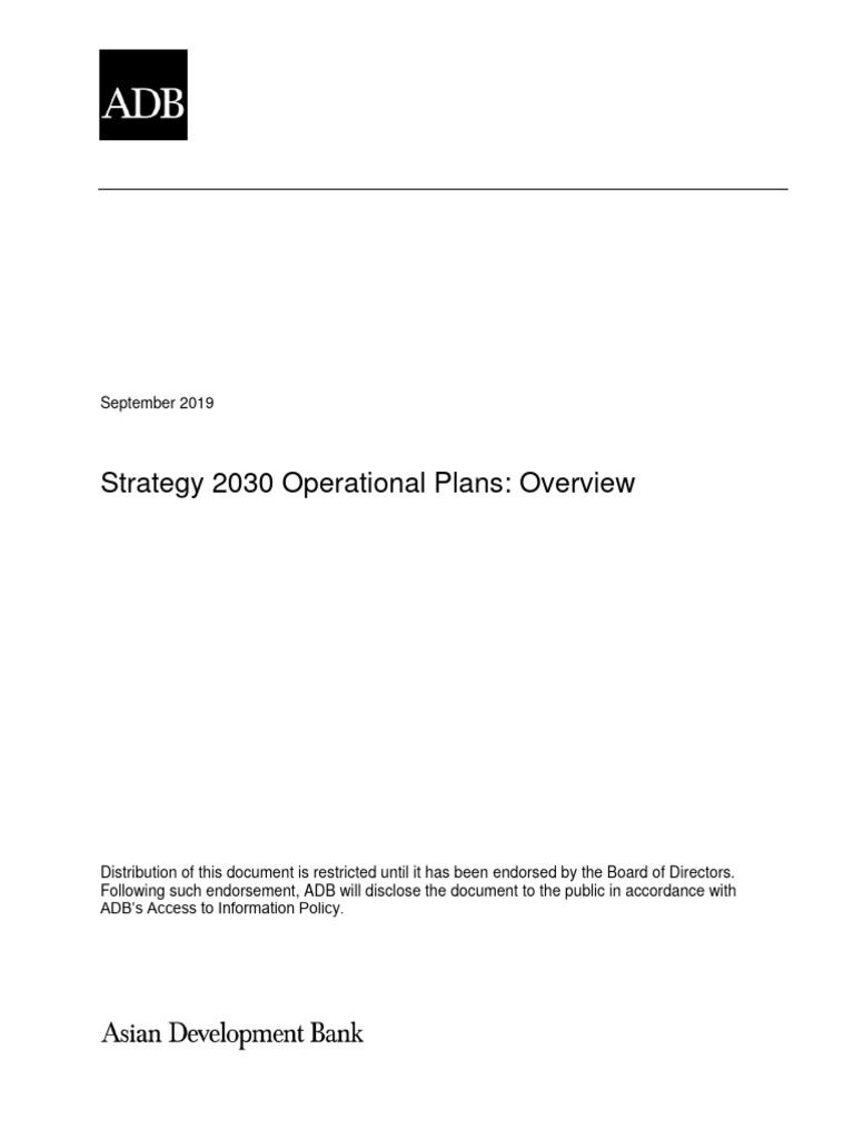 ADB Strategy 2030 Operational Plans-Overview-16sept2019 | PDF | Climate ...