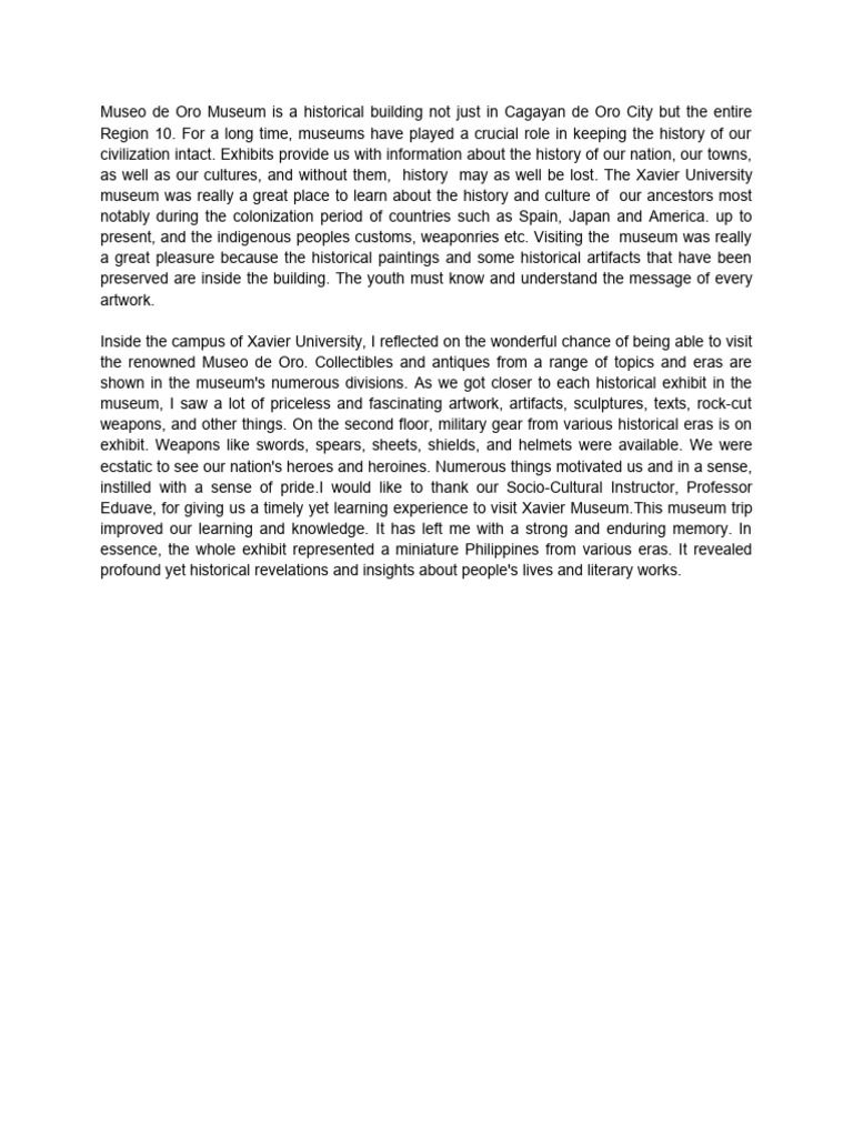 Reflection Paper (Museum) | PDF | Social Science