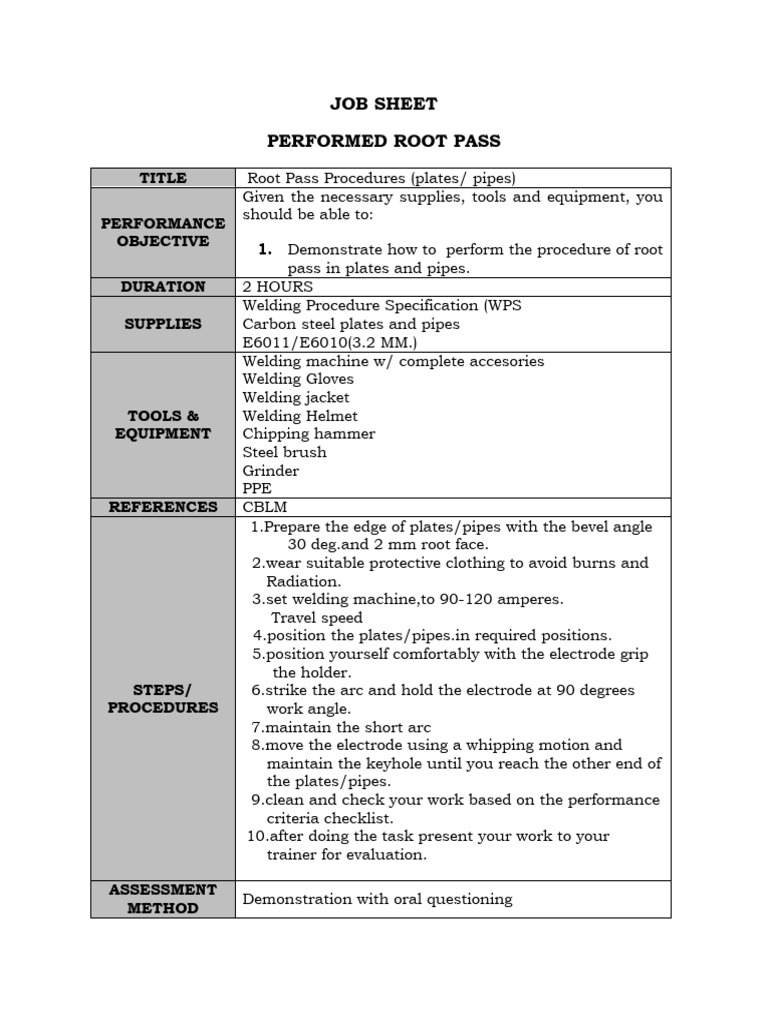 Job Sheet | PDF | Welding | Construction