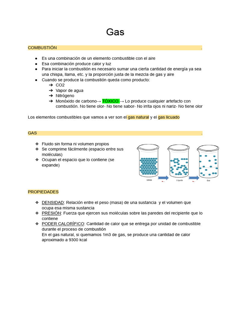 Resumen Gas | PDF | Gas natural | Combustión