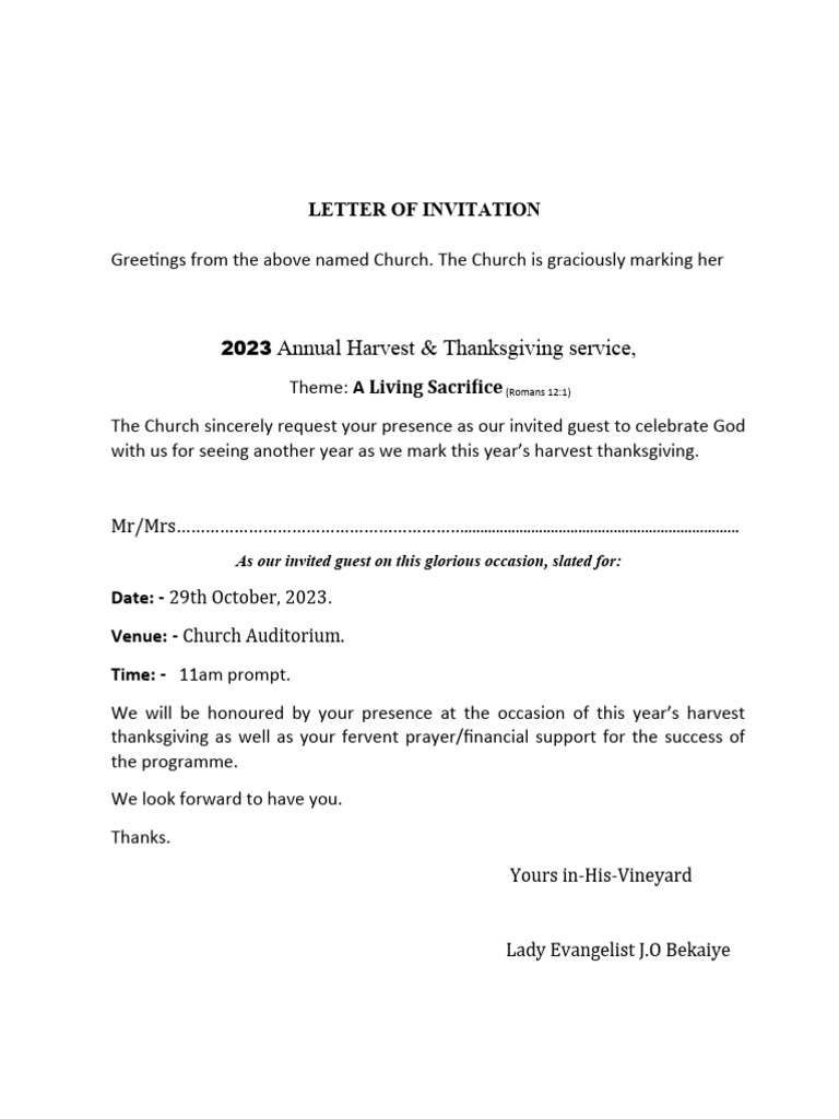 Letter of Invitation For 2023 | PDF