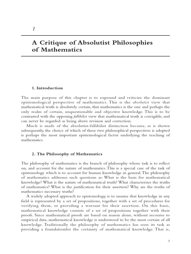 Critique of Absolutist Math Philosophies | PDF | Axiom | Theorem
