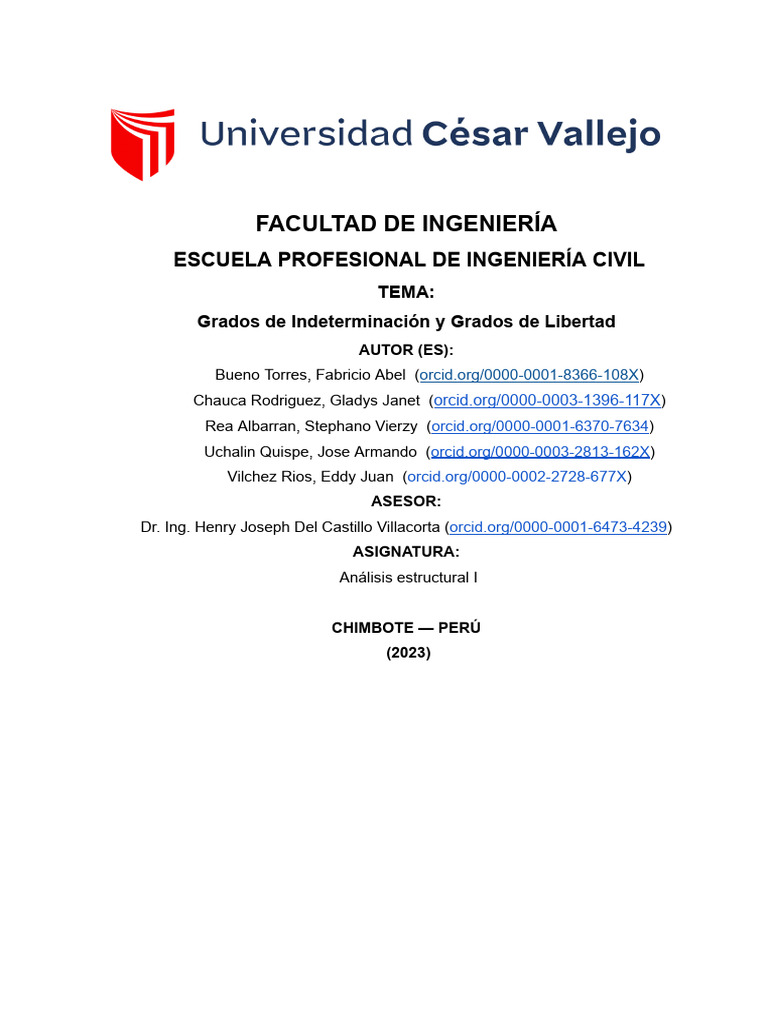 Grados de Indeterminación y Libertad | PDF | Viga (Estructura) | Braguero