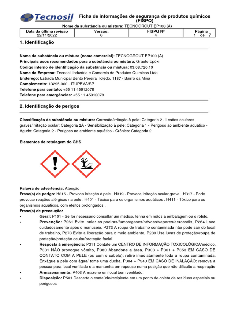 Tecnogrout Ep100 (A) | PDF | Vapor | Química