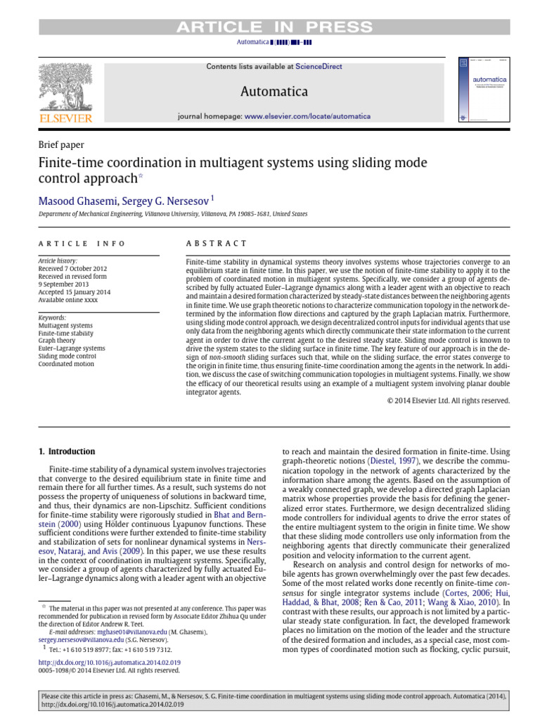 Bhat, S. P., & Bernstein, D. S. (2000) - Finite-Time Stability of Continuous Autonomous System ...