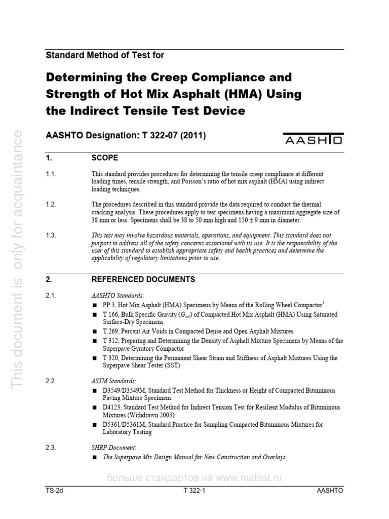 Aashto T322-11 | PDF | Strength Of Materials | Creep (Deformation)