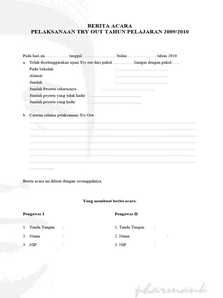 BERITA ACARA Try Out | PDF