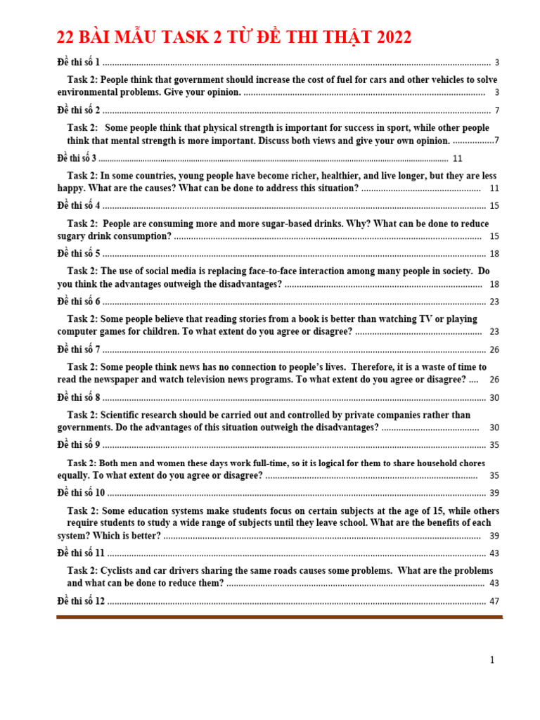 22 BÀI MẪU TASK 2 TỪ ĐỀ THI THẬT 2022 | PDF | Atmosphere Of Earth | Greenhouse Effect