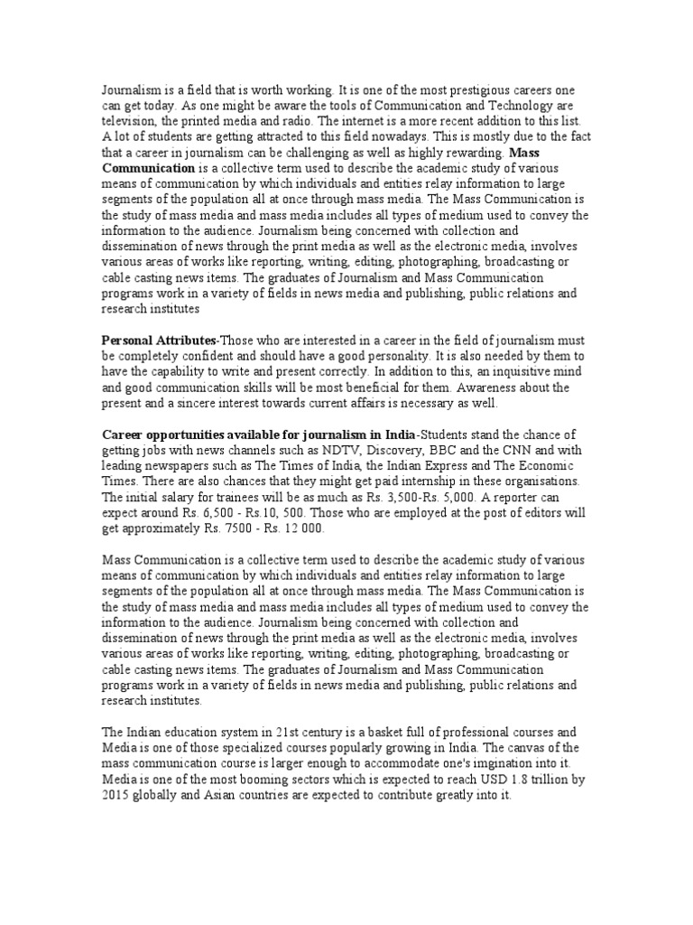 Journalism & Mass Comm | PDF | Journalism | News