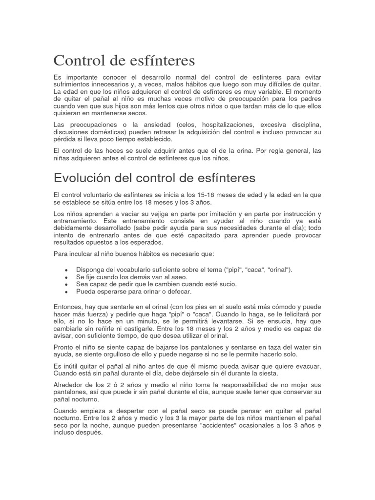 Control de esfínteres en niños | PDF