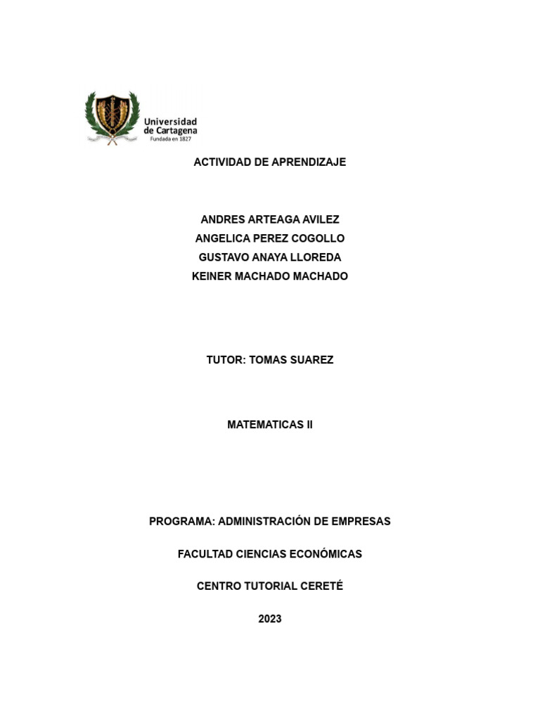 Actividad de Aprendizaje - Matematicas Ii | PDF | Secuencia | Asíntota