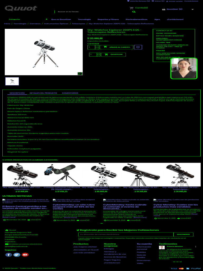 Sky-Watcher Explorer 200PS EQ5 - Telescopios Reflectores | PDF | Telescopio | Óptica