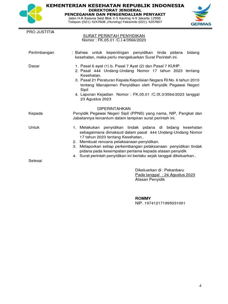 03 Surat Perintah Penyidikan | PDF