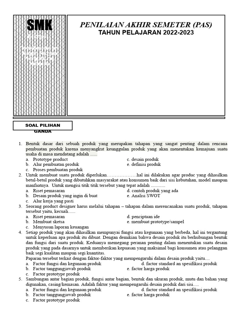 Soal PKK Pas Tek Informasi Kls Xi | PDF