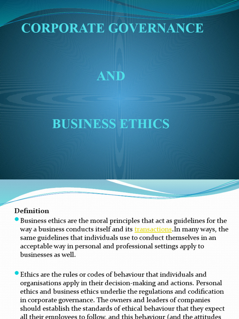 CORPORATE GOVERNANCE... Powerpoint | PDF | Corporate Governance | Corporate Social Responsibility