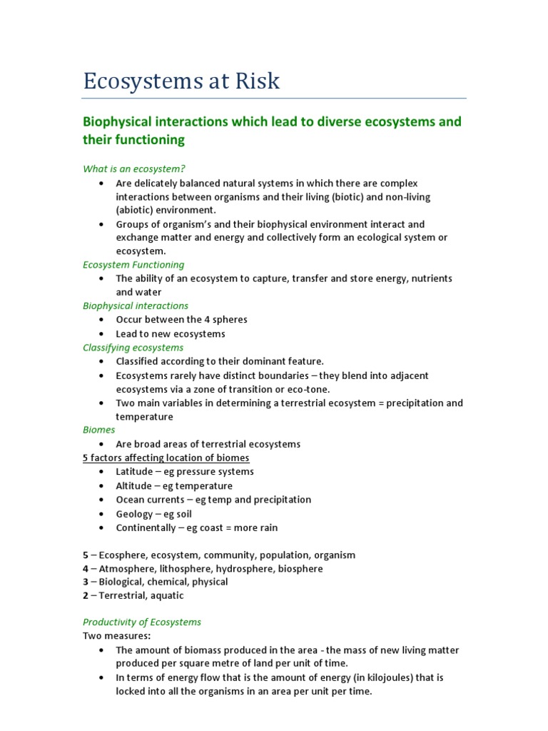 Ecosystems at Risk | PDF | Ecosystem | Ecological Resilience