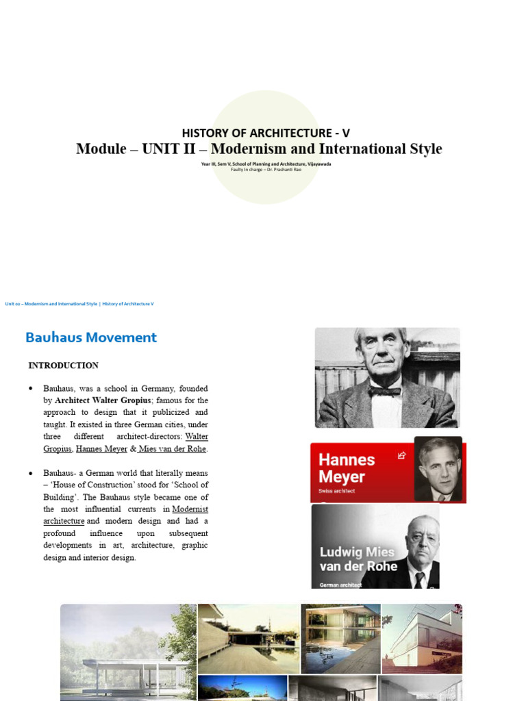 HOA - Unit 02 - Modernism and International Style | PDF | Architectural Design | Architecture