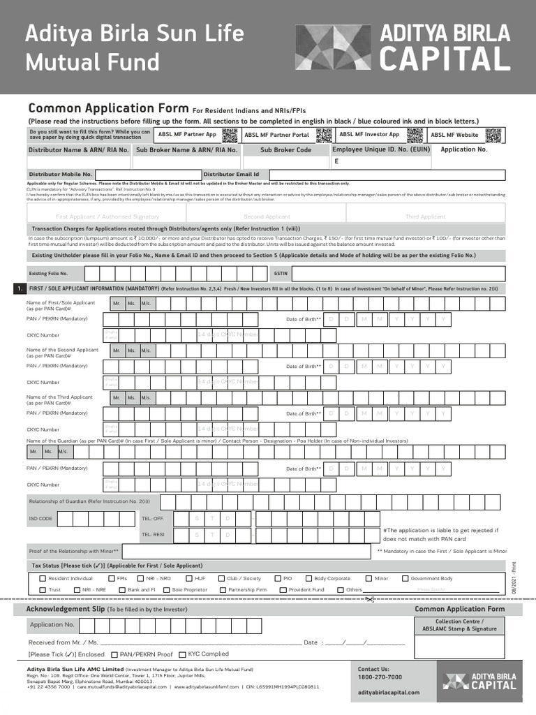 Mutual Fund Application Transaction Charges | PDF | Cheque | Identity ...