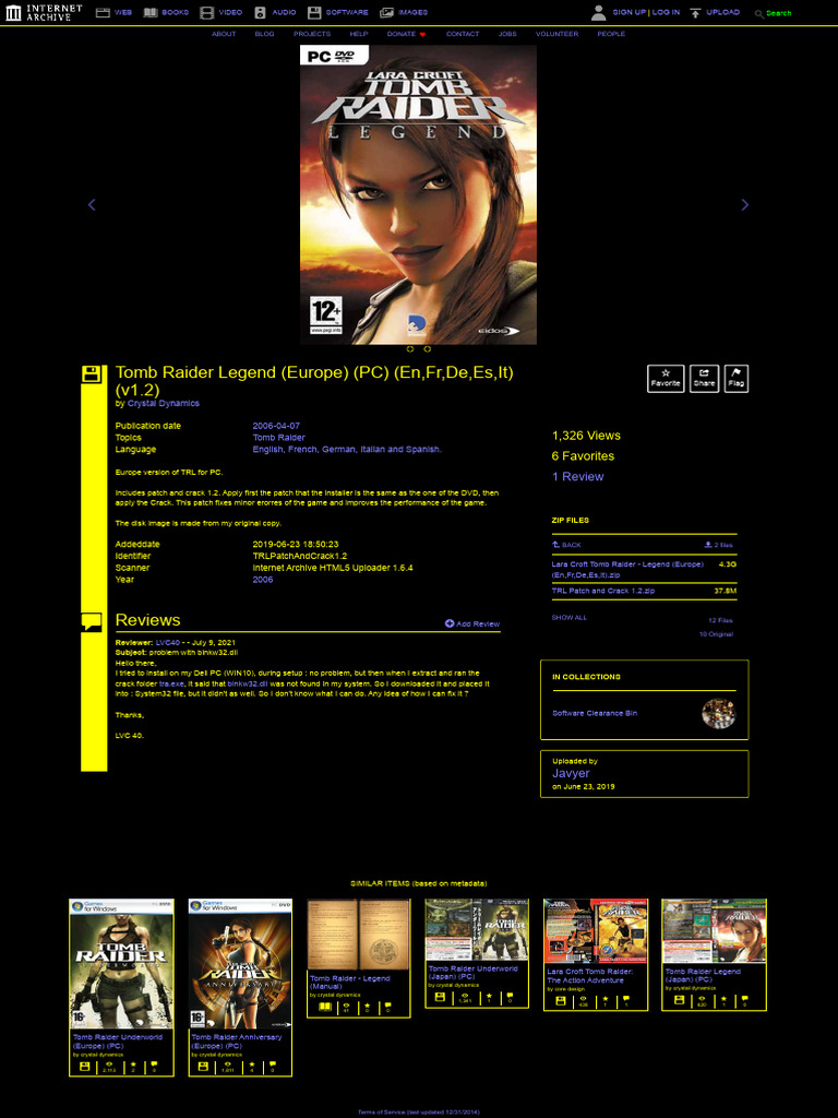 Tomb Raider Legend (Europe) (PC) (En, FR, De, Es, It) (v1.2) - Crystal Dynamics - Free Download ...