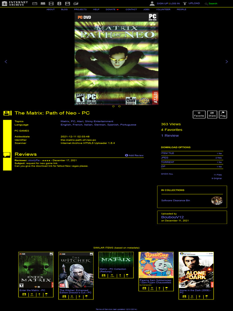The Matrix - Path of Neo - PC - Free Download, Borrow, and Streaming - Internet Archive | PDF ...