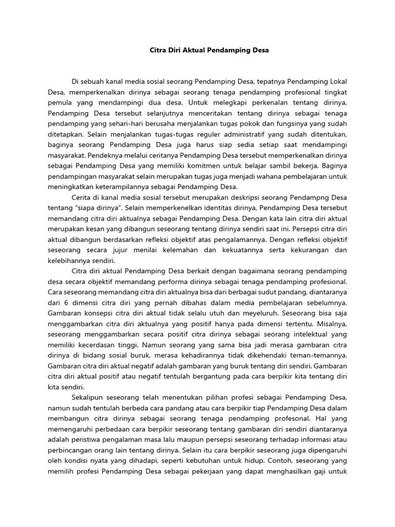 Citra Diri Aktual Pendamping Desa | PDF | Karier & Perkembangan | Sains ...