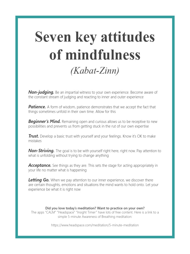7 Key Attitudes of Mindfulness | PDF