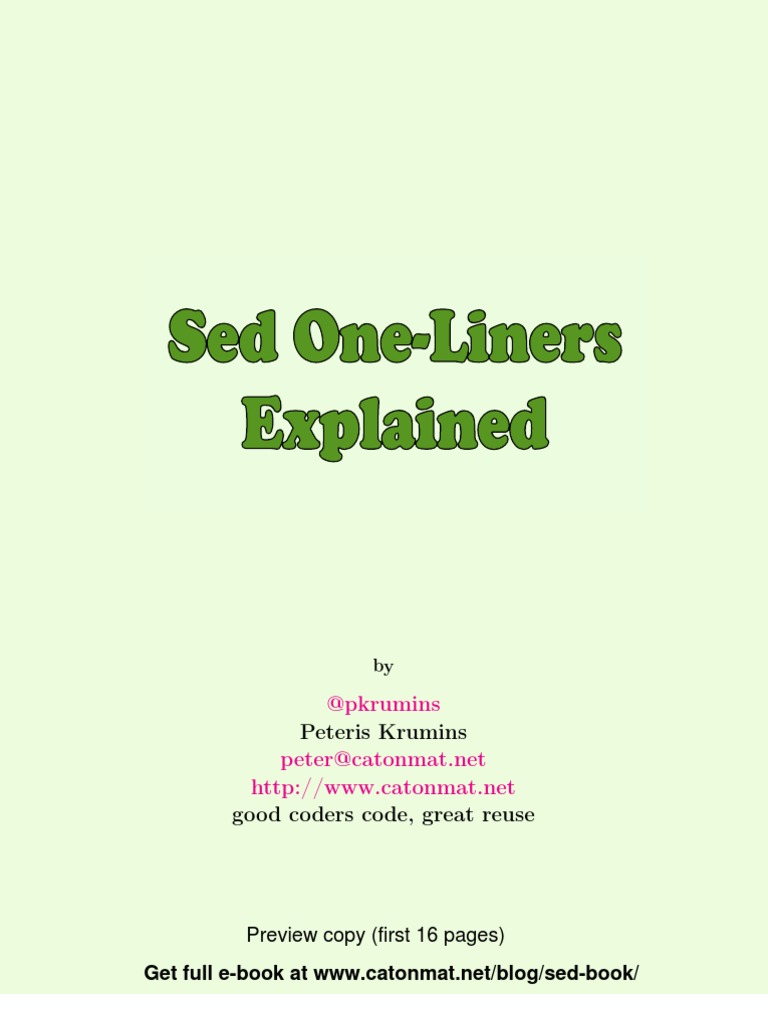 Sed One-Liners Explained (Preview Copy) | PDF | Regular Expression ...