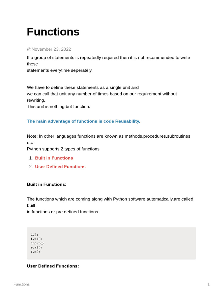 Functions | PDF | Parameter (Computer Programming) | Computing