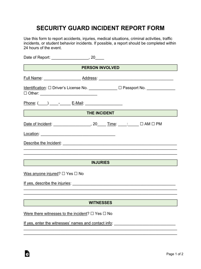 Security Guard Incident Report | PDF | Identity Document | National ... Security Guard Incident Report | PDF | Identity Document | National ...