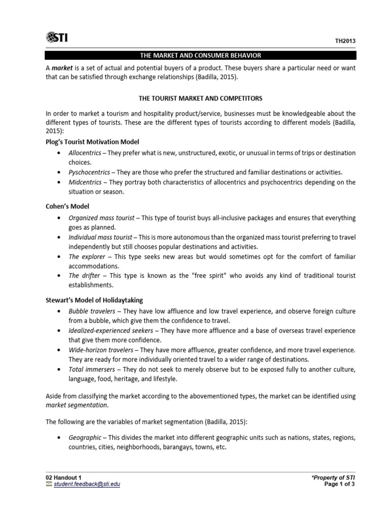 02 Handout 1 2 The Market And Consumer Behavior Pdf