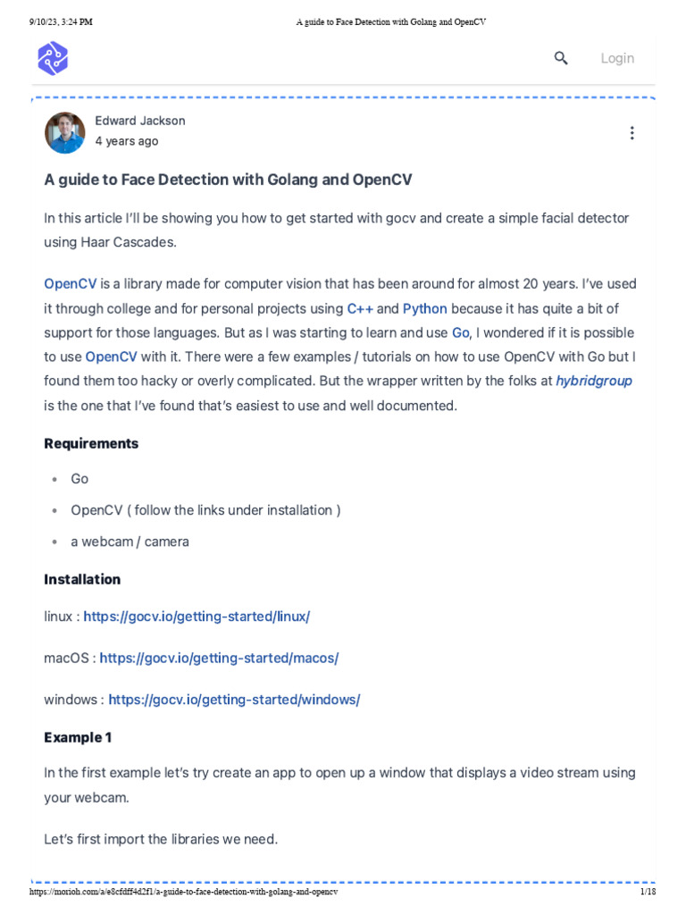 A Guide To Face Detection With Golang and OpenCV | PDF | Software Engineering | Computer Programming