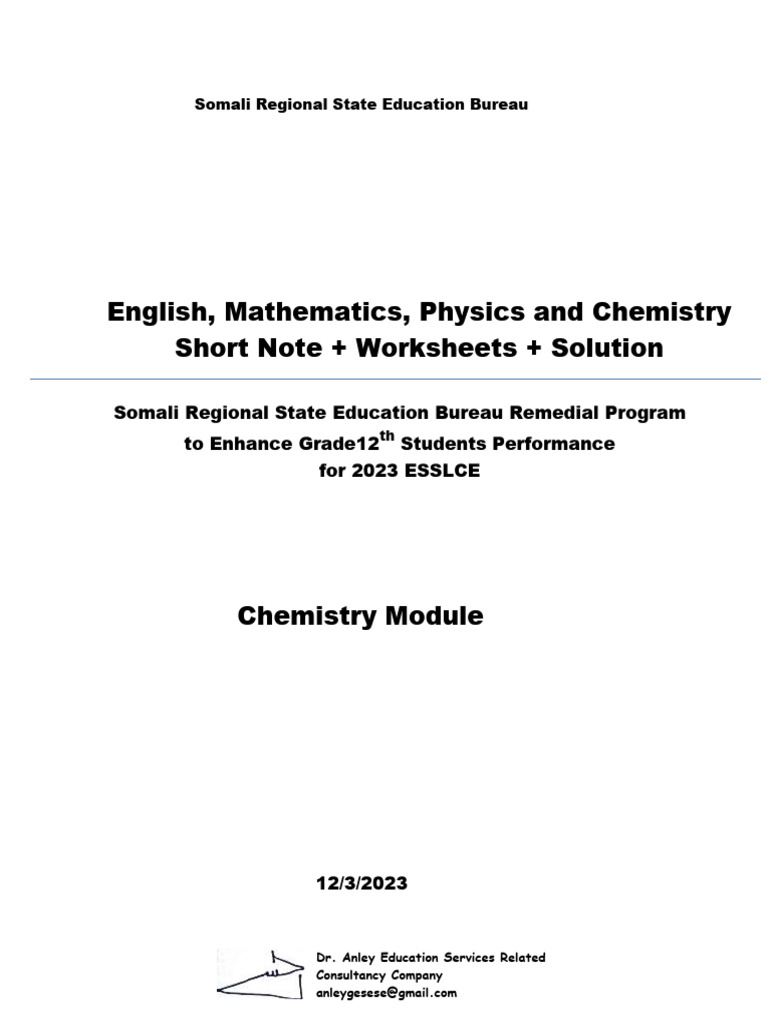 SRSEB Chem Module-1 | PDF | Atoms | Hydroxide